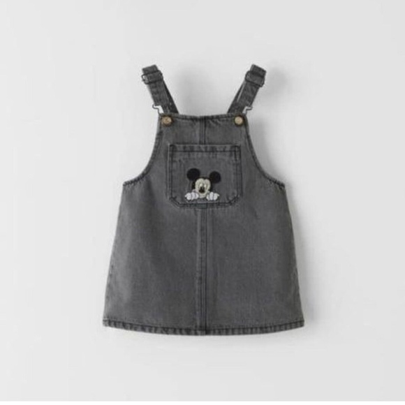 Zara | Dresses | Zara Disney Mickey Mouse Denim Overall Dress | Poshmark